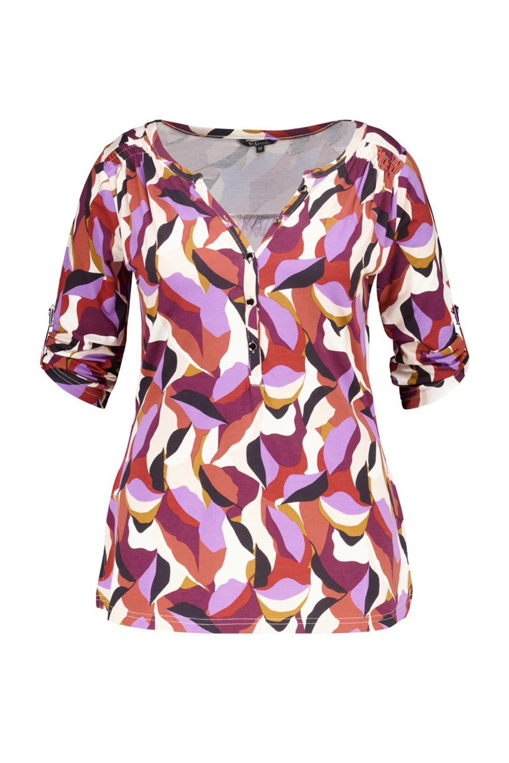 MS Mode top met grafische print fuchsia/rood/crème | wehkamp
