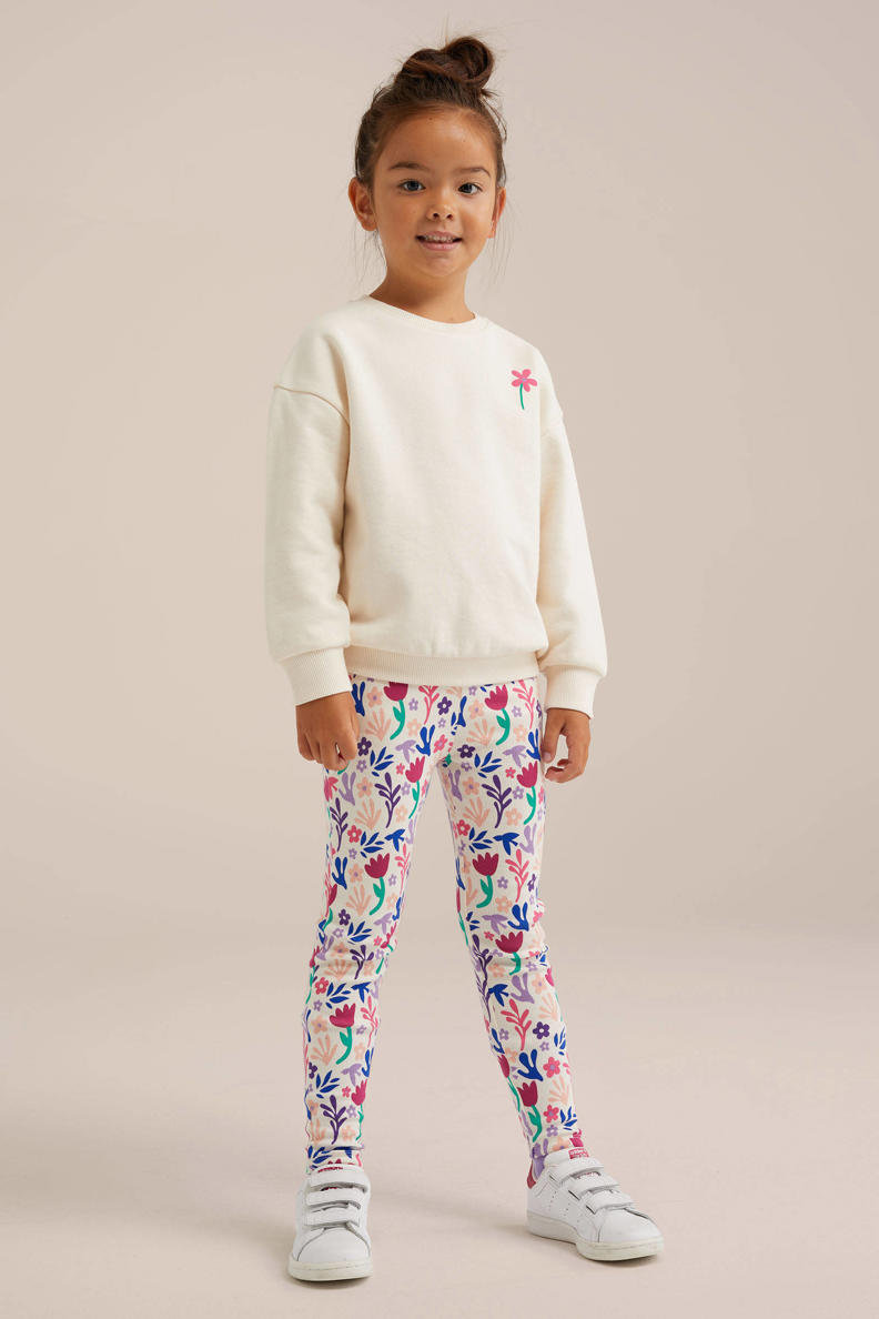 WE Fashion gebloemde slim fit broek ecru/multicolor | wehkamp