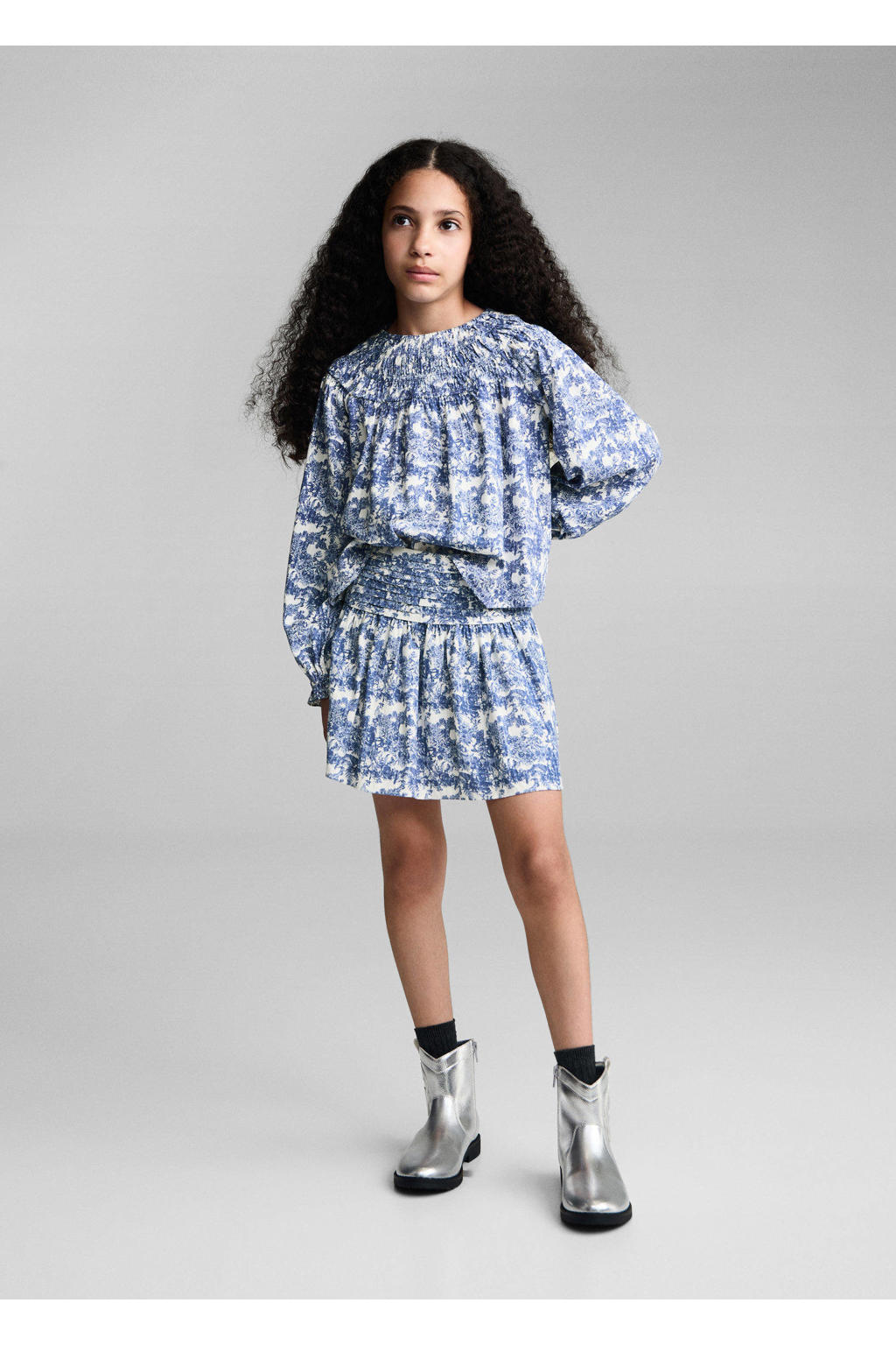 Mango Kids top met all over print blauw | wehkamp