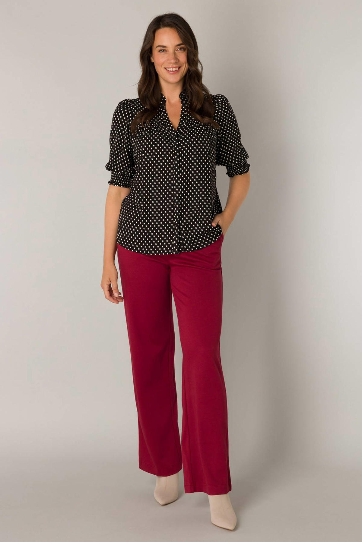 Yest top met stippen zwart/ecru | wehkamp