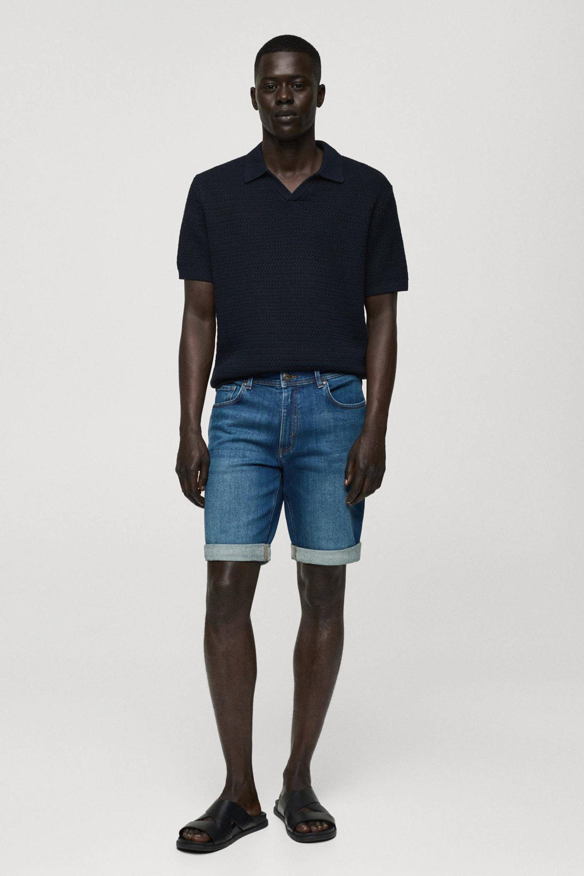Mango Man slim fit short blauw | wehkamp