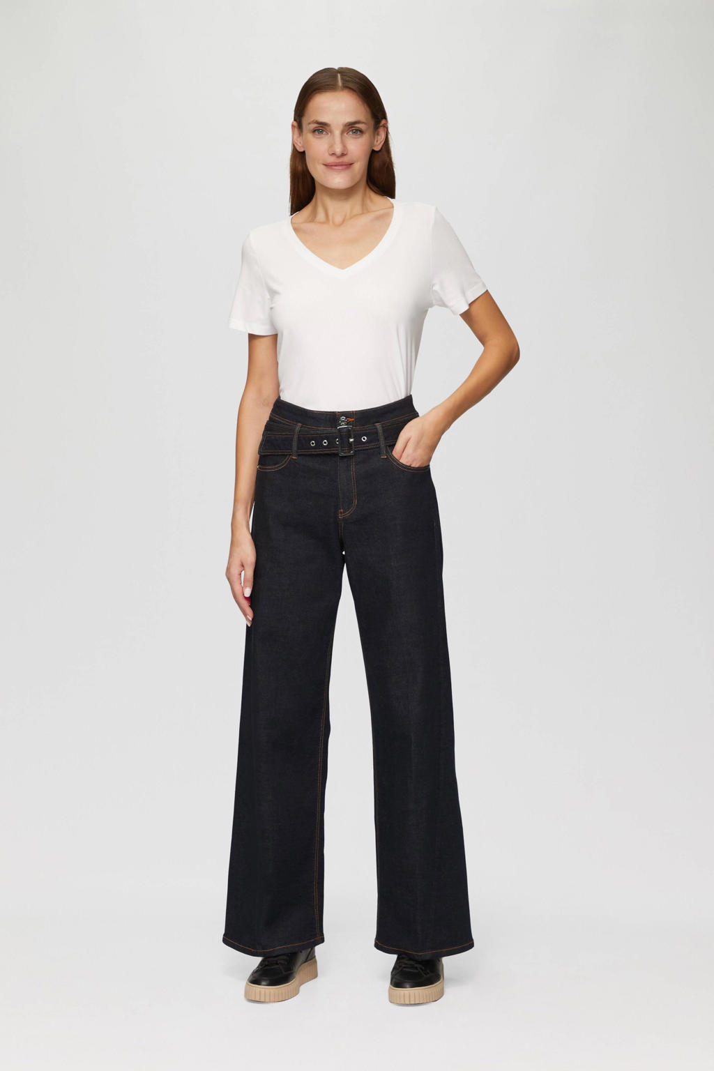 s.Oliver high waist wide leg jeans dark blue | wehkamp