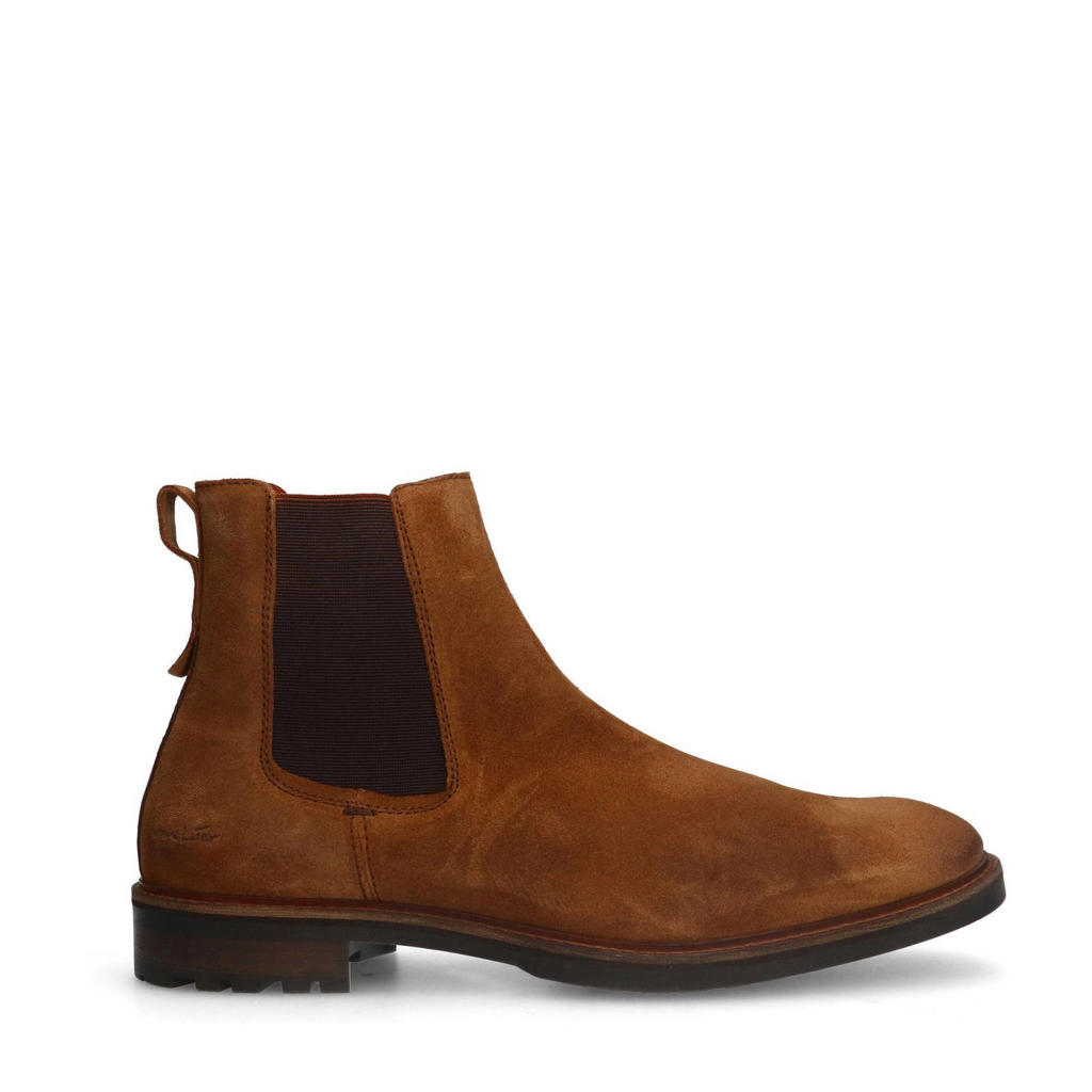 Van Lier suède chelsea boots cognac | wehkamp