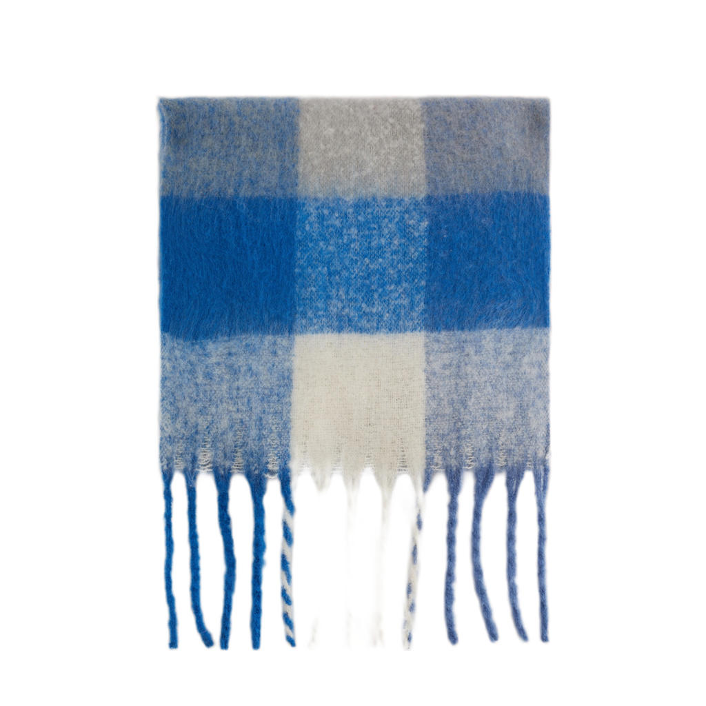 WE Fashion geruite sjaal blauw | wehkamp
