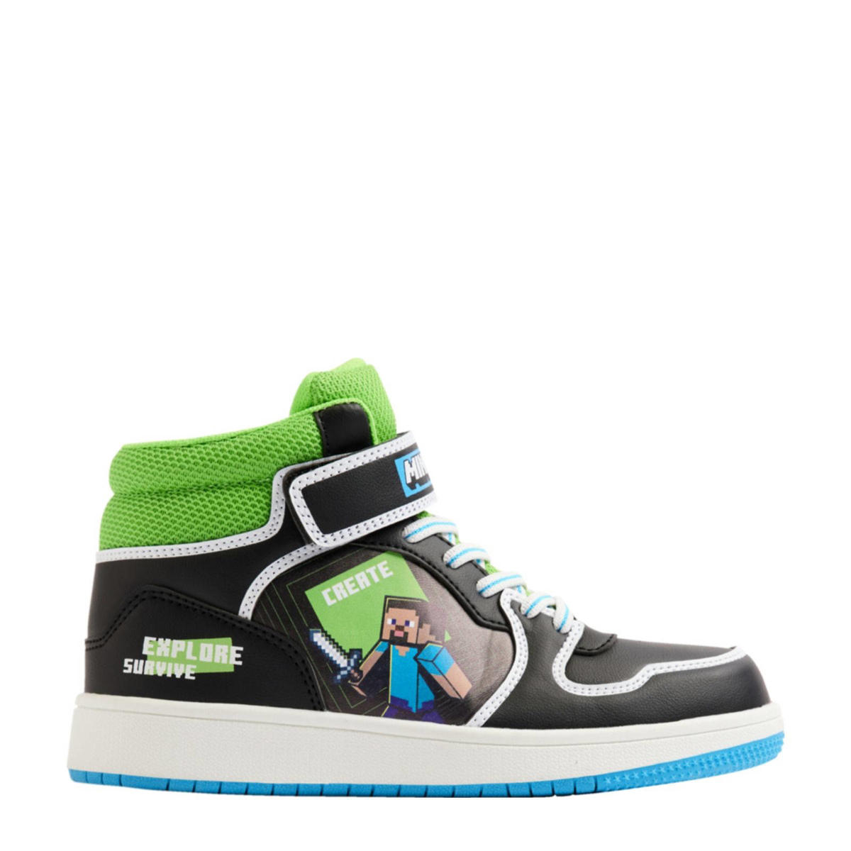 Minecraft sneakers zwart/groen | wehkamp
