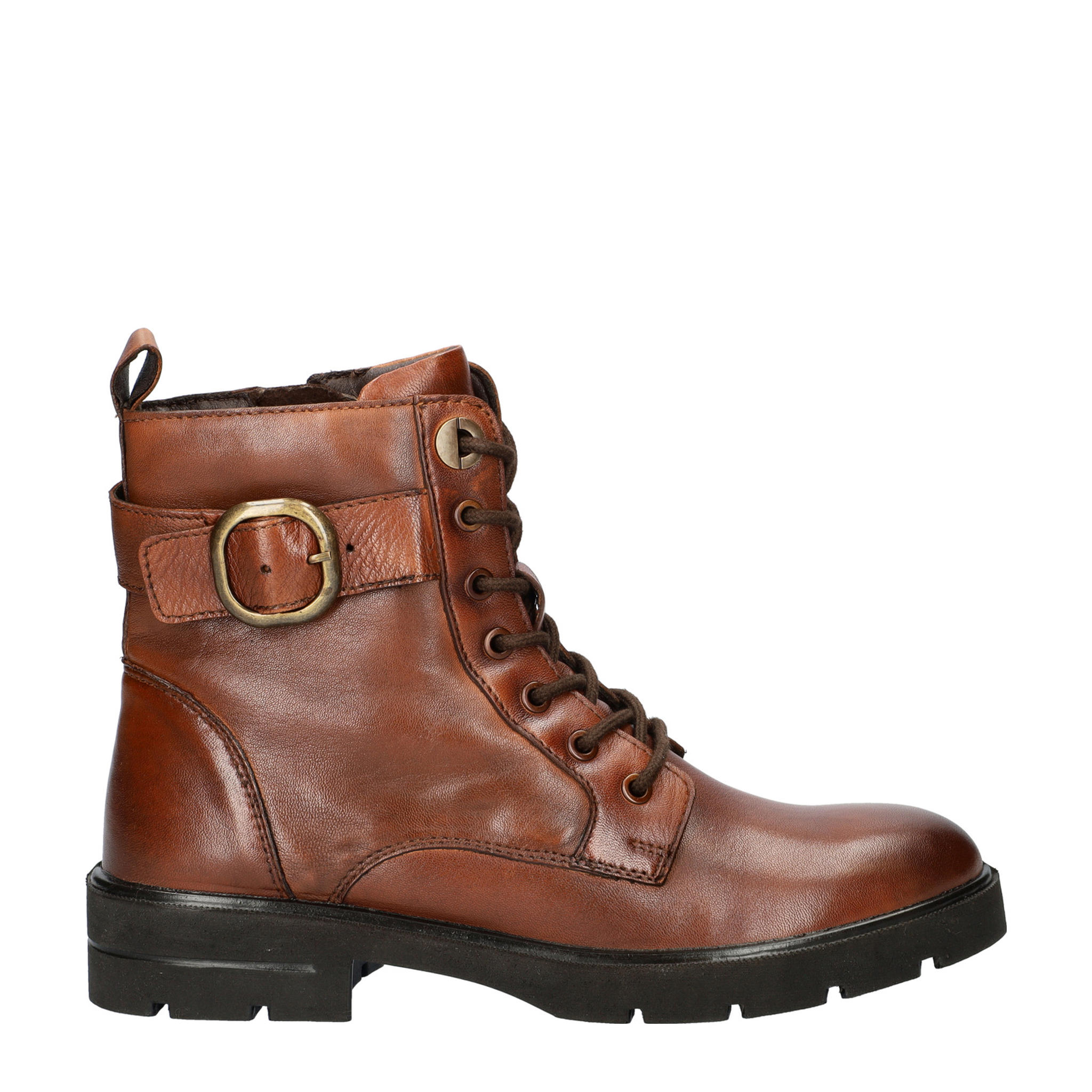 Nelson leren veterboots cognac | wehkamp