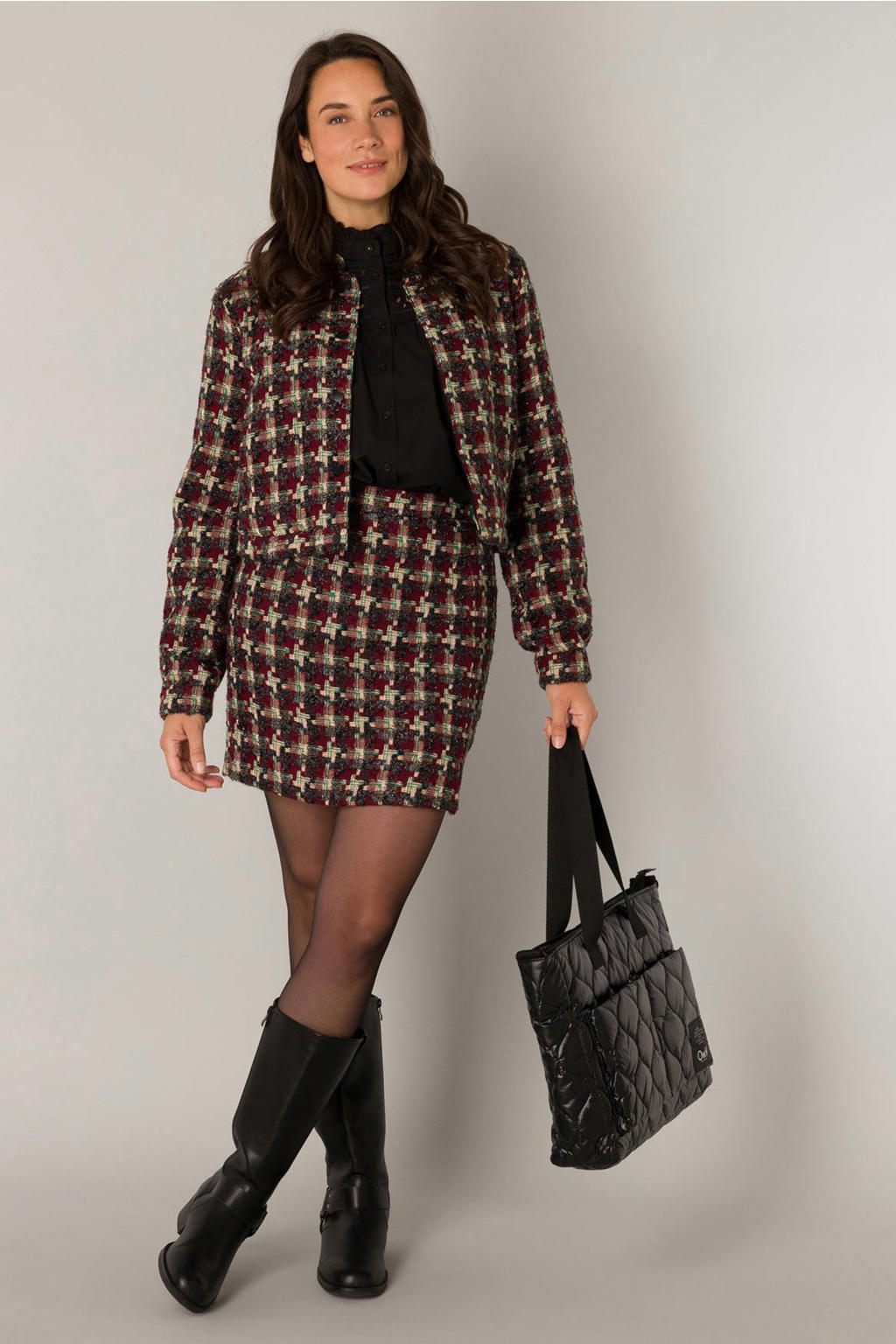 Yest geruite jasje donkerrood/ecru/groen | wehkamp