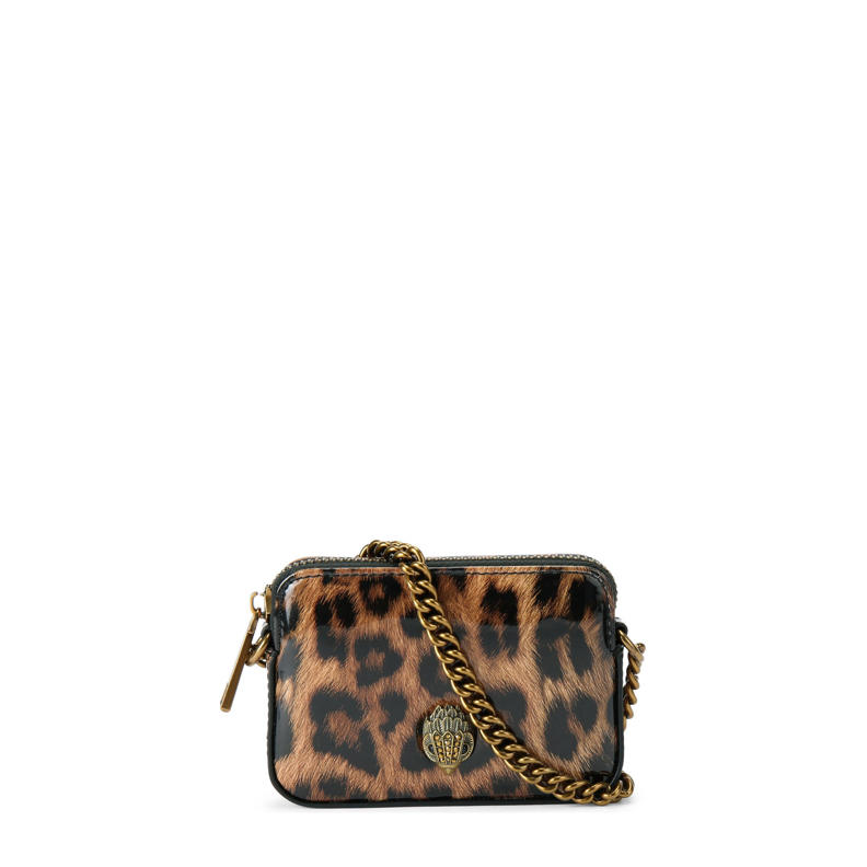 Kurt Geiger mini crossbody tas Kensington Micro met panterprint bruin ...