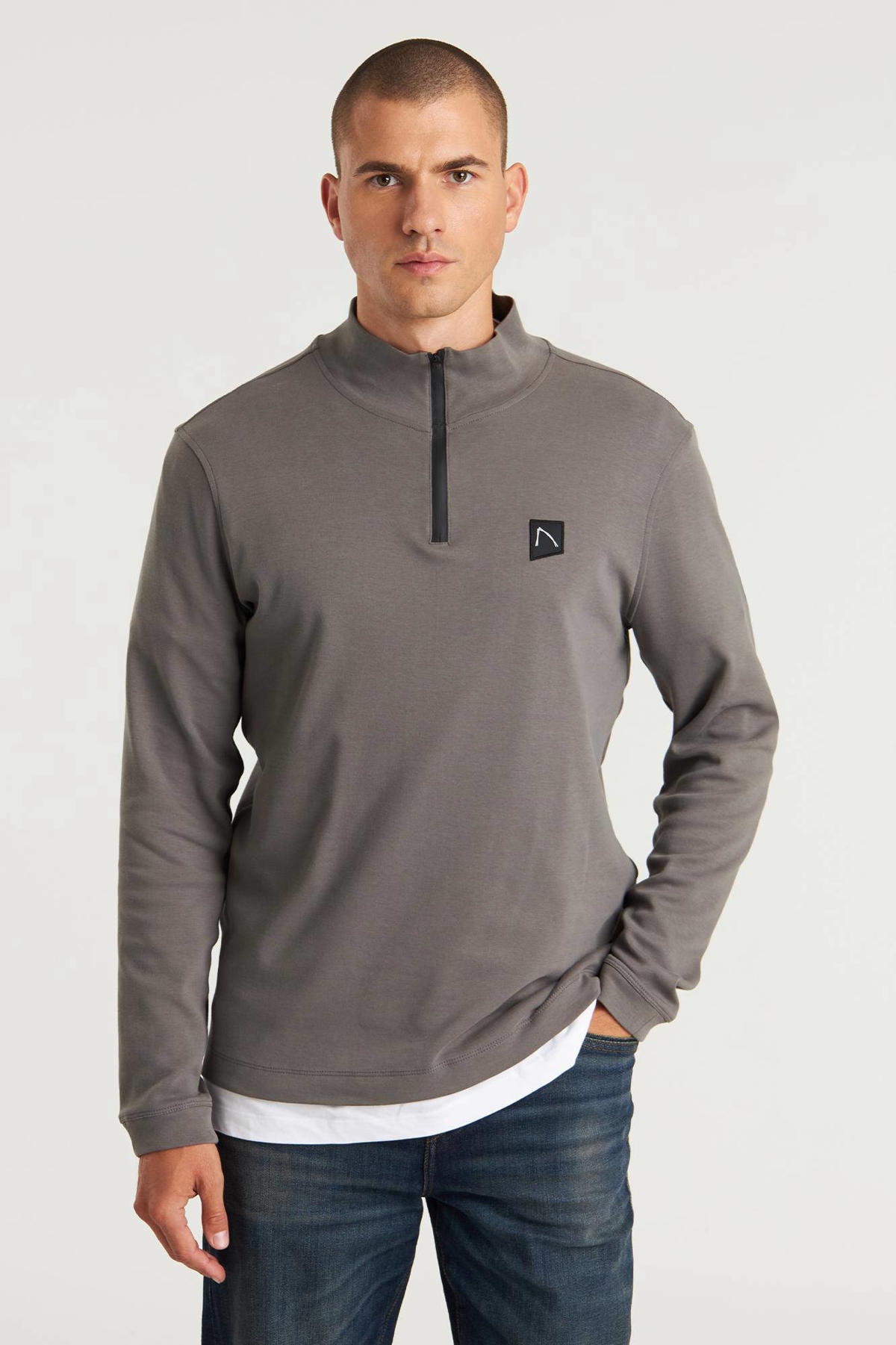CHASIN' regular fit longsleeve Ultimo met logo mid grey | wehkamp