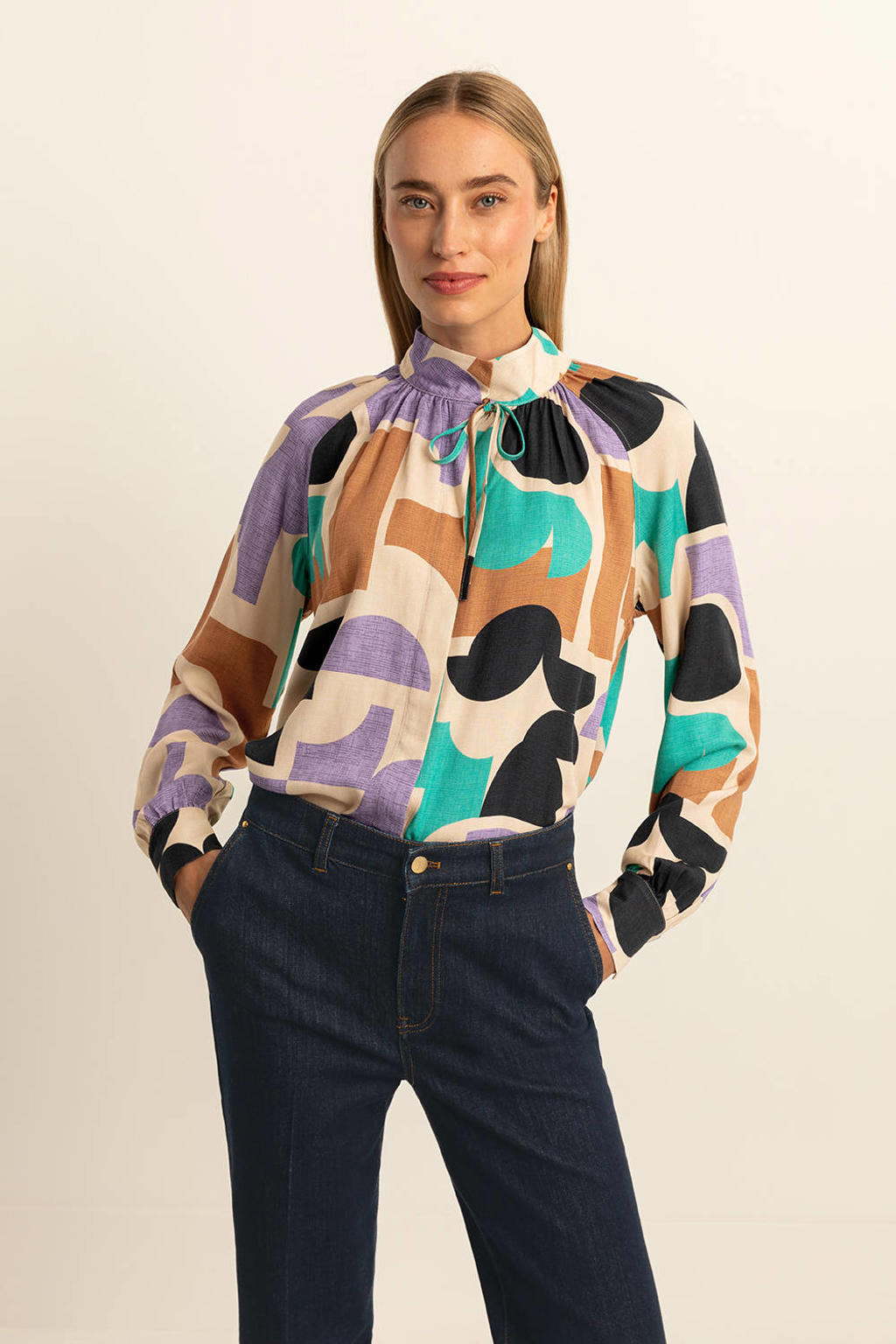 Expresso geweven blouse met grafische print en plooien multi | wehkamp