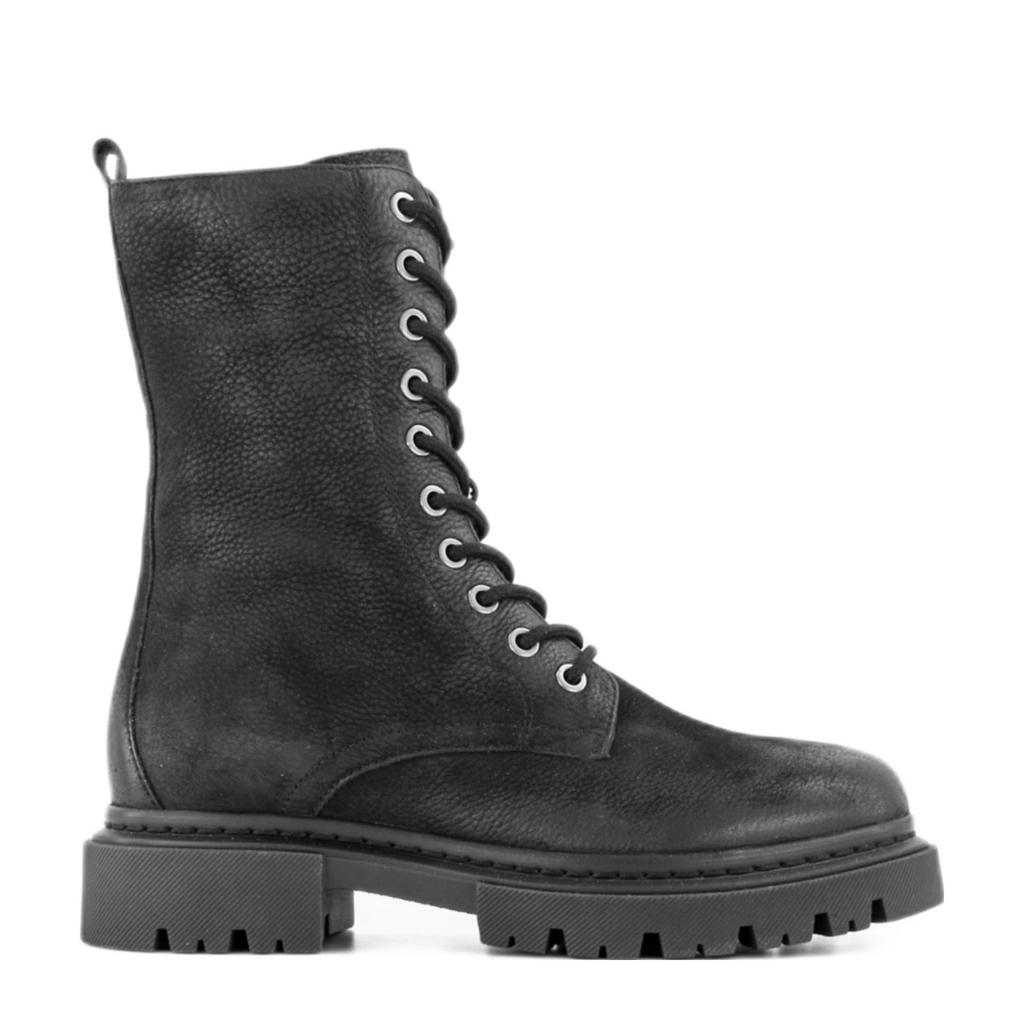 5th Avenue leren veterboots zwart | wehkamp
