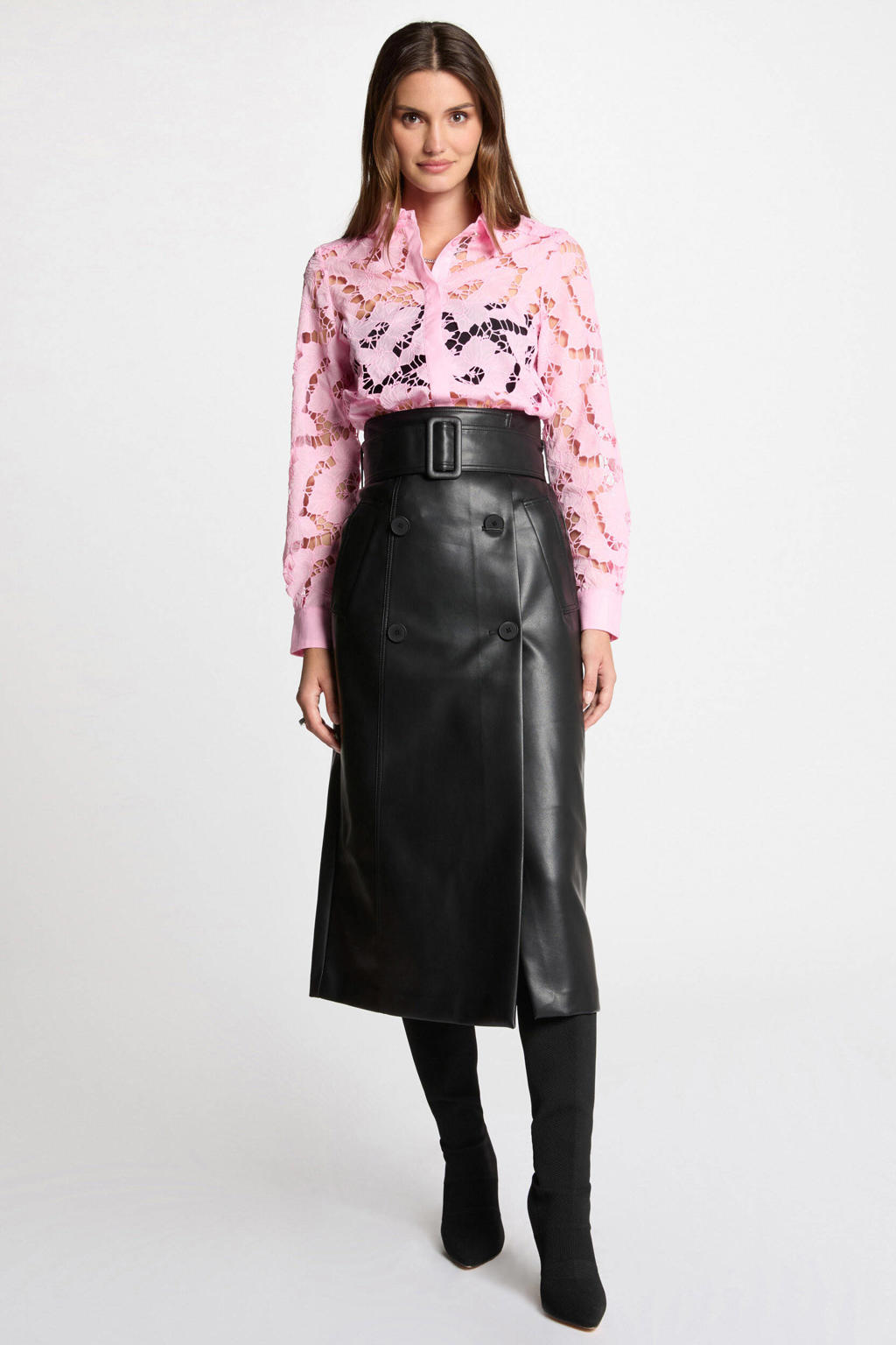 Morgan imitatieleren rok zwart | wehkamp