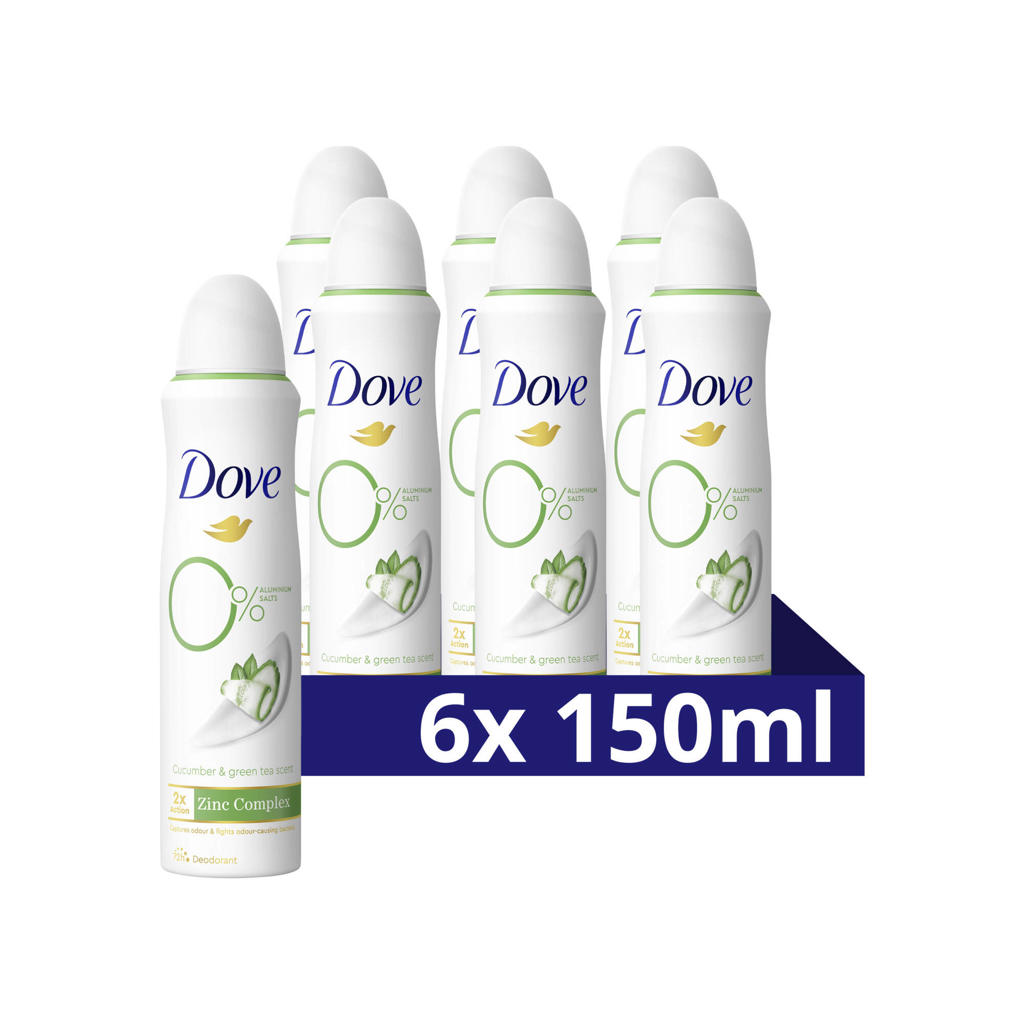 Dove 0% Aluminiumzouten Cucumber & Green Tea deodorant spray - 6 x 150 ...