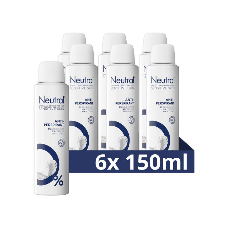 Neutral anti-transpirant deodorant spray Parfumvrij - 6 x 150 ml | wehkamp