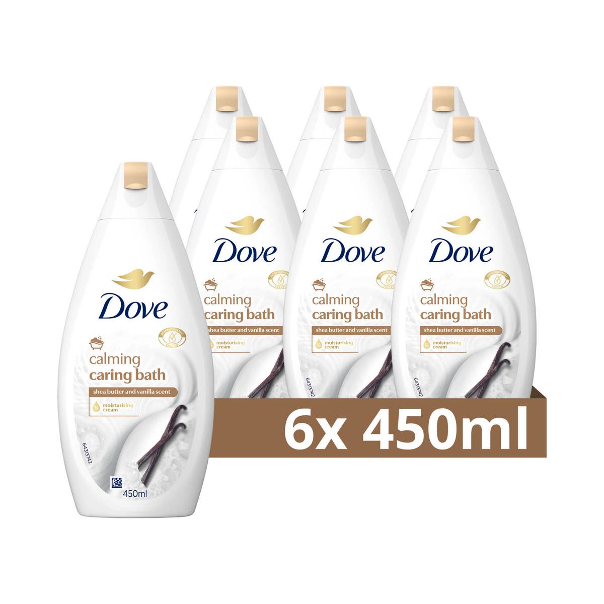 Dove Caring Bath Calming Sheaboter & Vanille badcrème - 6 x 450 ml ...