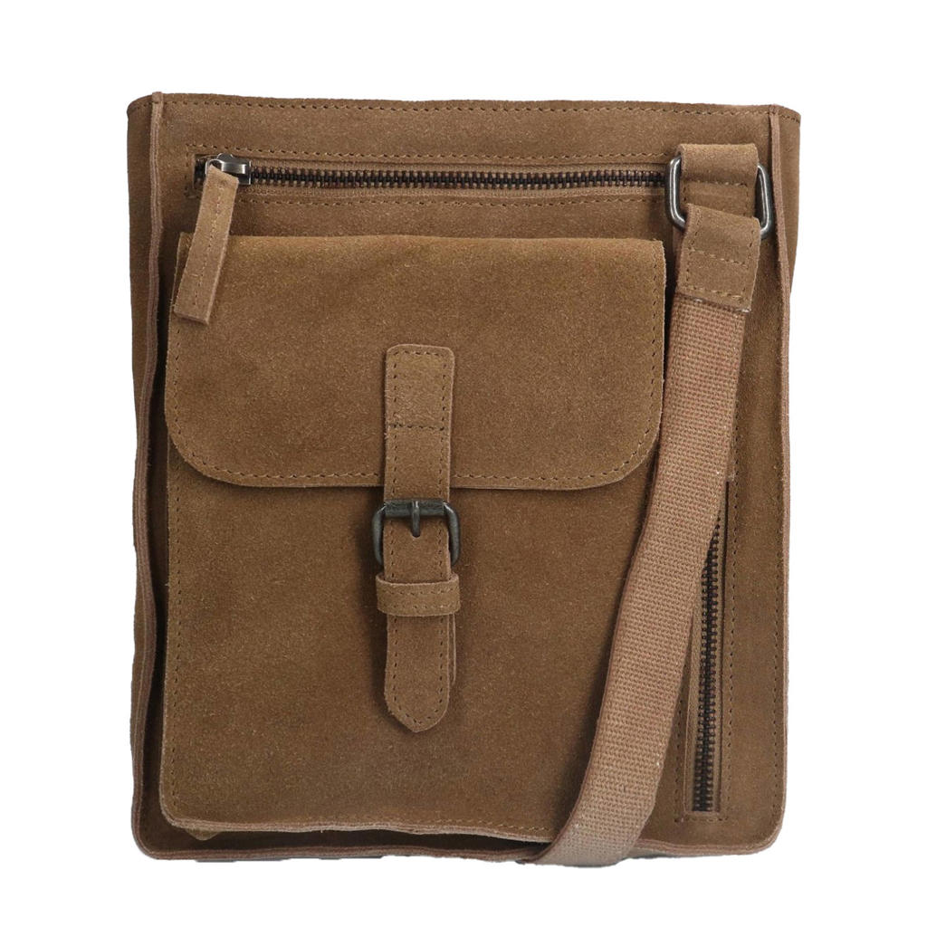 No Stress suede crossbody tas bruin | wehkamp