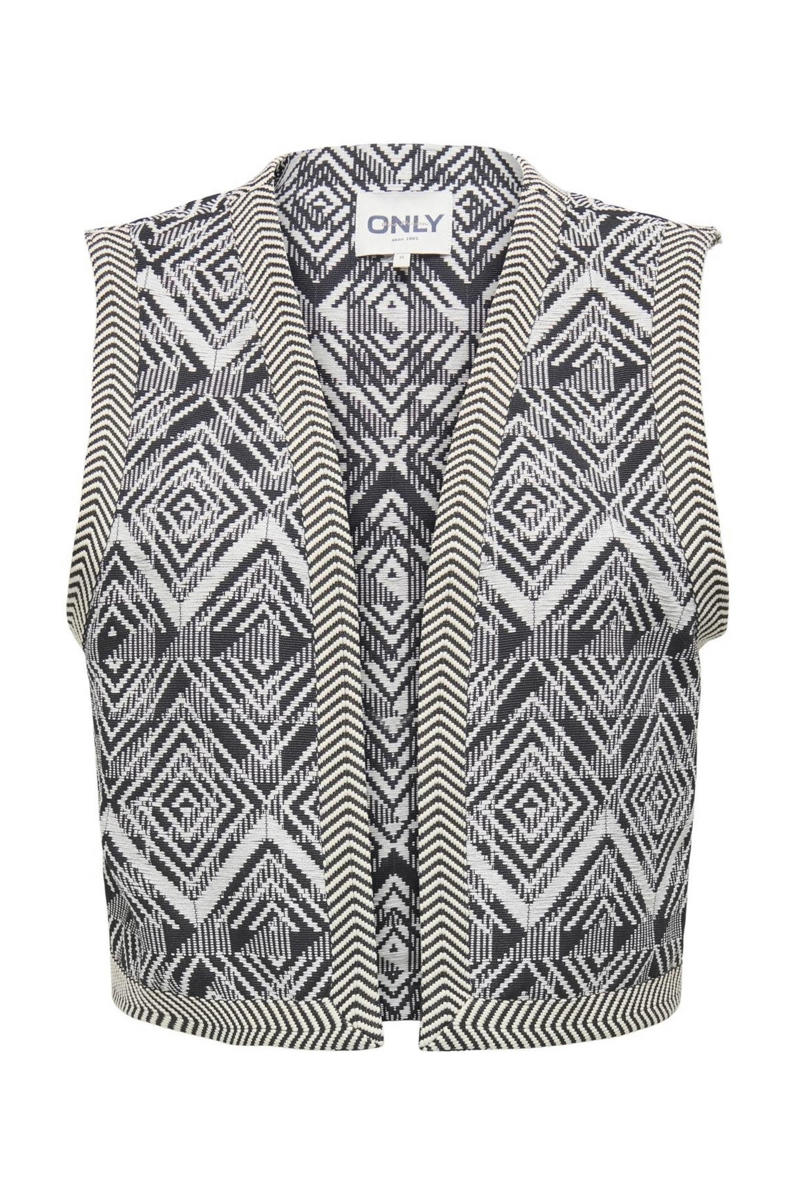 ONLY gilet ONLLILAH met jacquard grijs/zwart/ecru | wehkamp