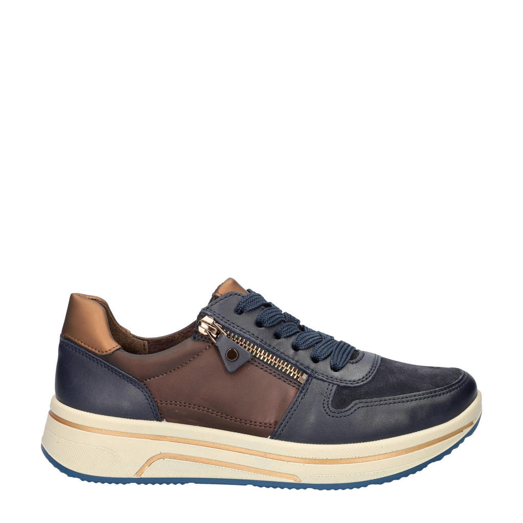 Ara Firenze comfort leren sneakers blauw/bruin | wehkamp