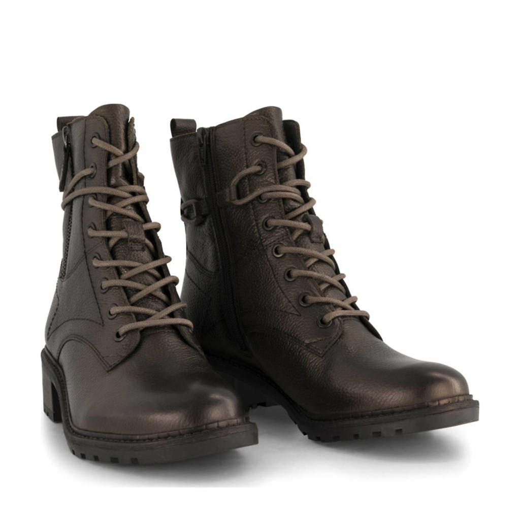 Medicus leren veterboots kaki | wehkamp