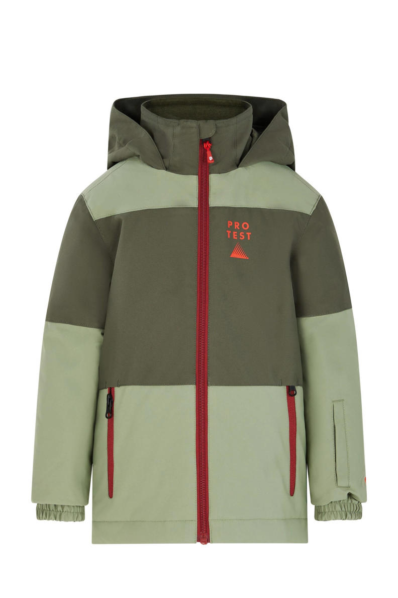 Protest ski-jack Patrice groen/kaki/rood | wehkamp