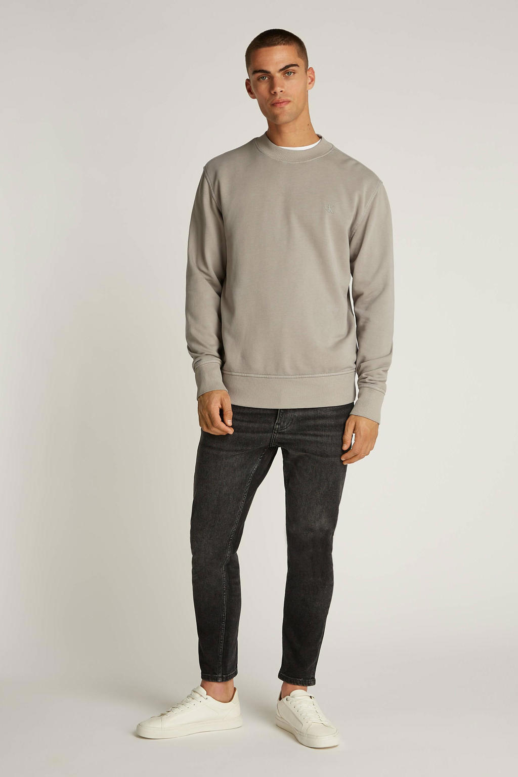 CALVIN KLEIN JEANS sweater grijs | wehkamp