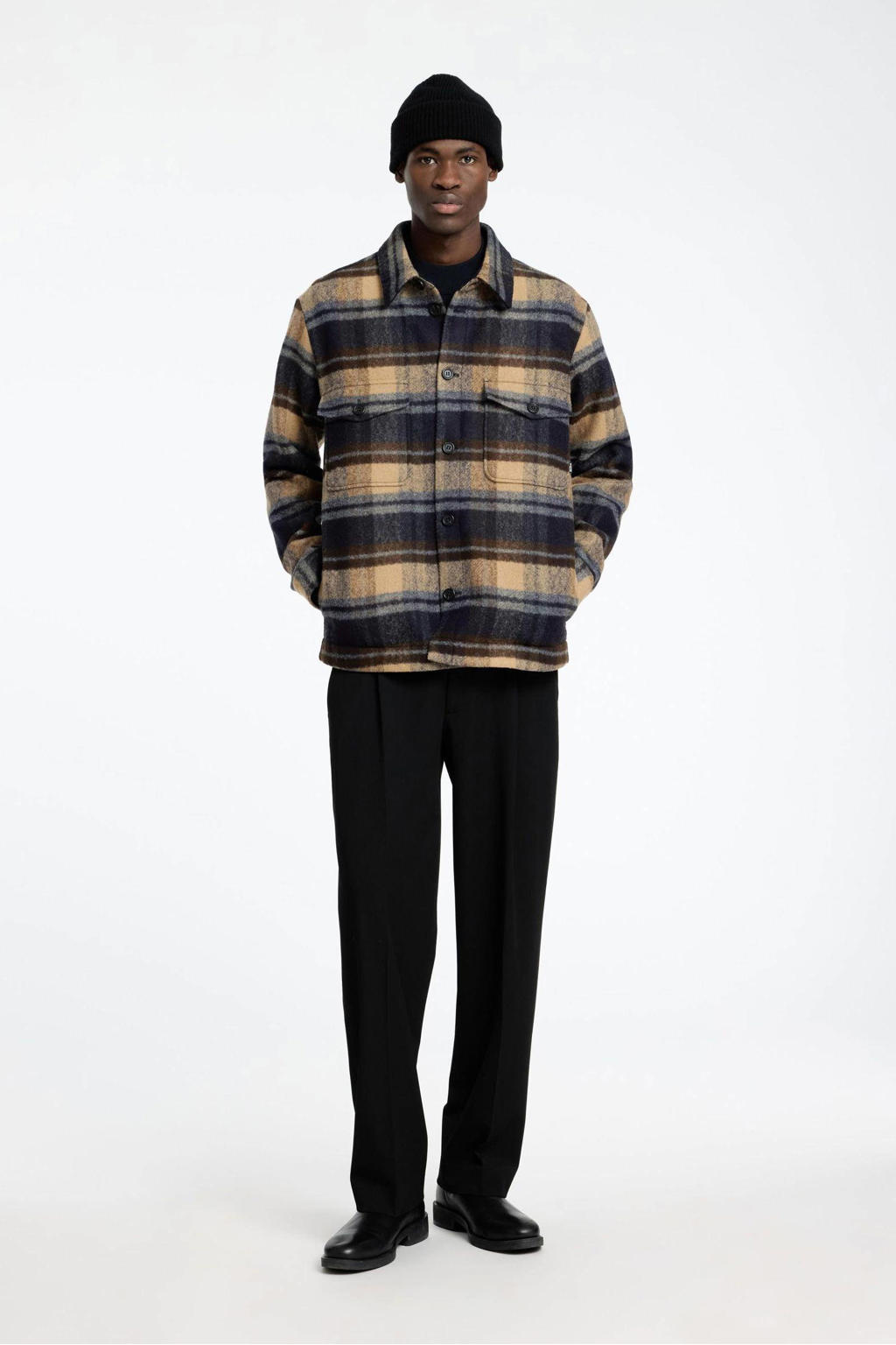 SELECTED HOMME geruit outdoor overshirt donkerbruin | wehkamp