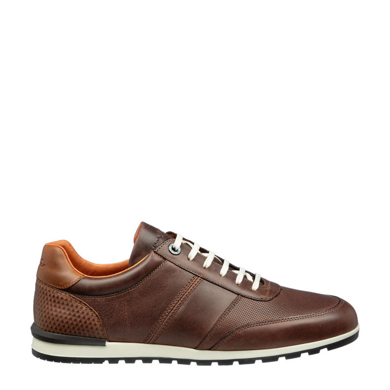 Van Lier Anzano leren sneakers bruin cognac | wehkamp