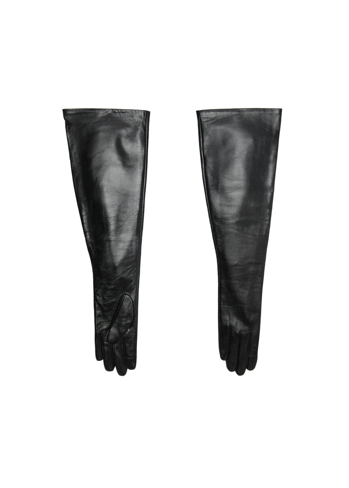 Mango lange leren handschoenen zwart | wehkamp