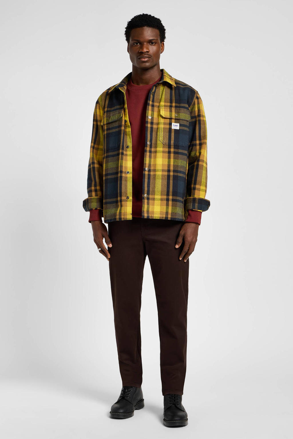 Lee geruit regular fit overshirt geel | wehkamp