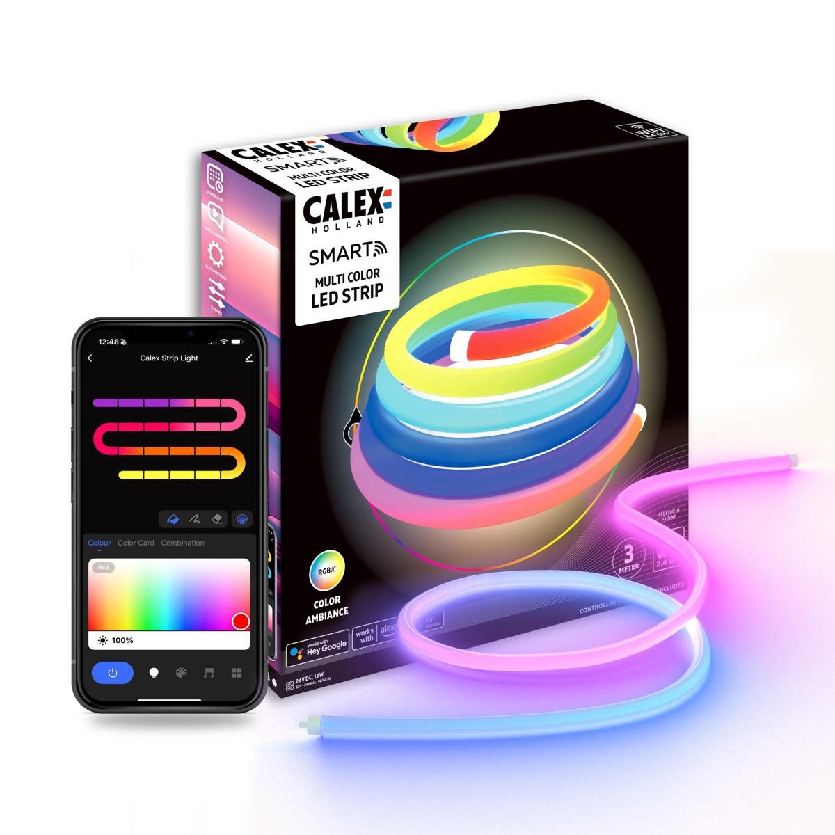 Calex Smart Neon LED Strip - 3M - RGBIC (IP44) | wehkamp