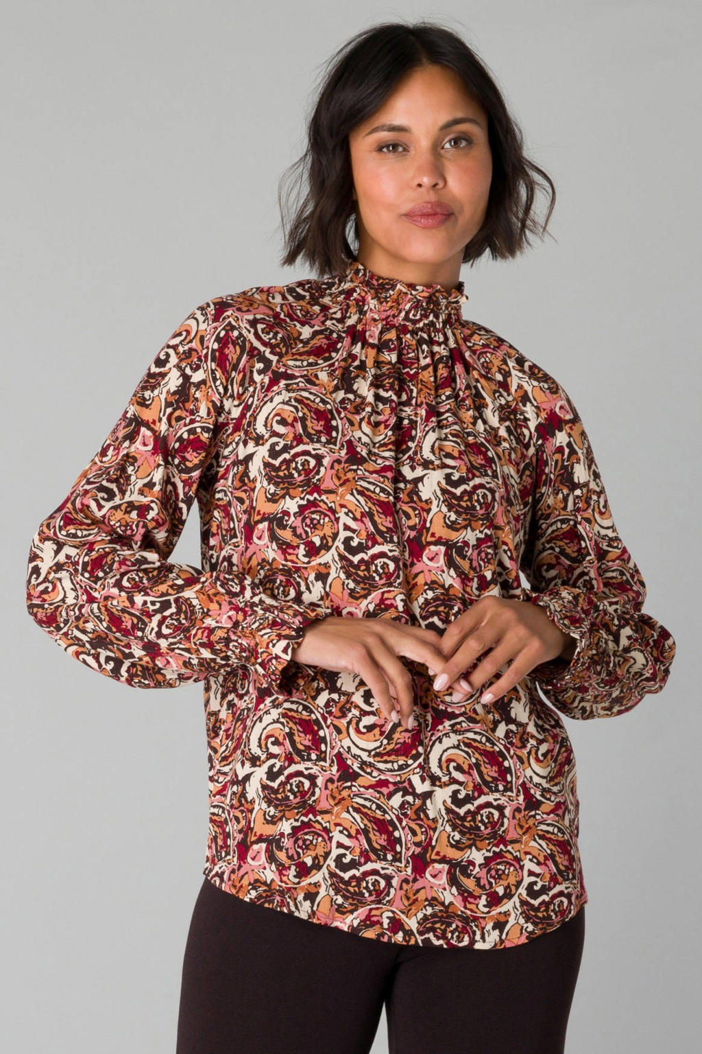 Yest top met all over print rood/oranje/ecru | wehkamp