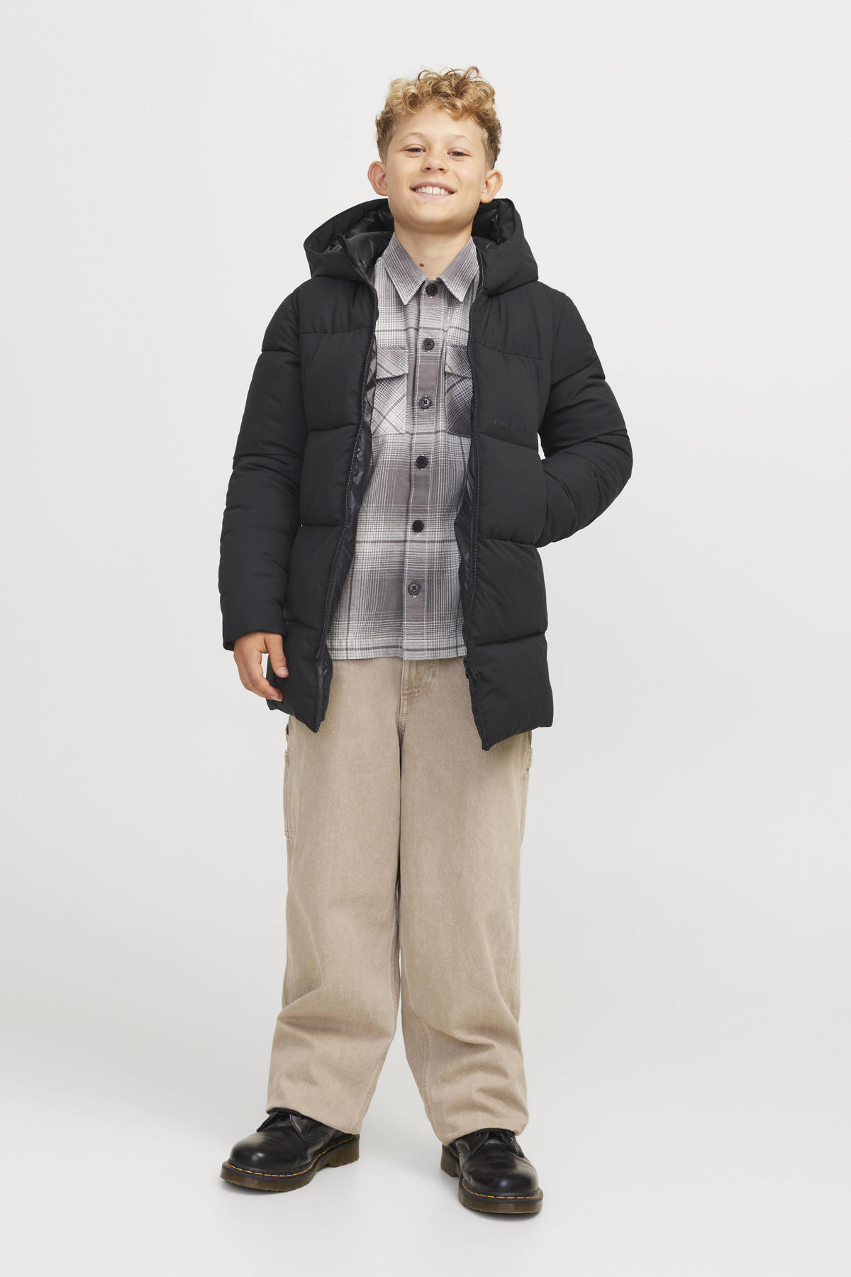 JACK & JONES JUNIOR gewatteerde winterjas JORVESTERBRO zwart | wehkamp