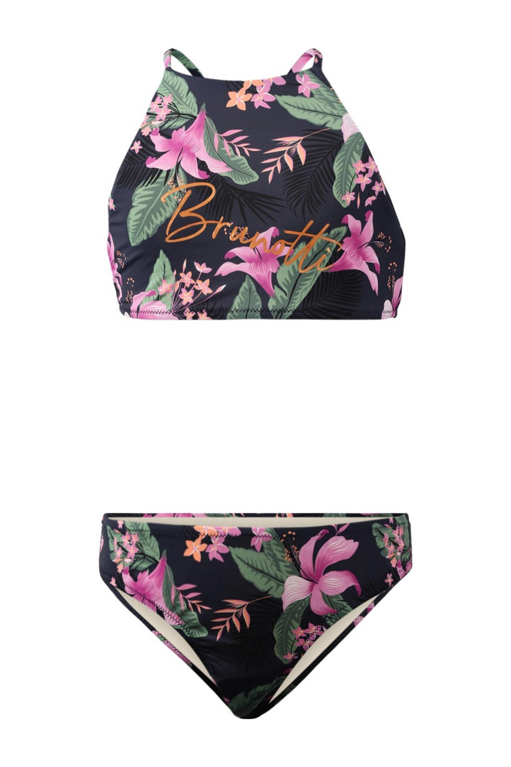 Brunotti crop bikini Camelia donkerblauw/roze | wehkamp