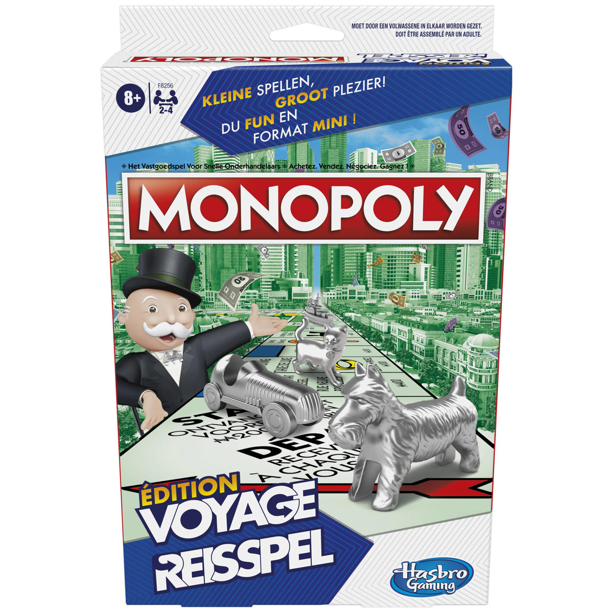 Hasbro Gaming Monopoly Grab and Go-spel, compact spel voor 2-4 spelers ...
