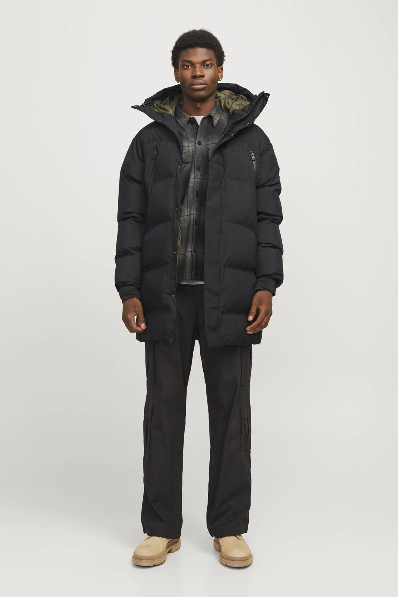 JACK & JONES CORE gewatteerde jas JCOALPHA zwart | wehkamp