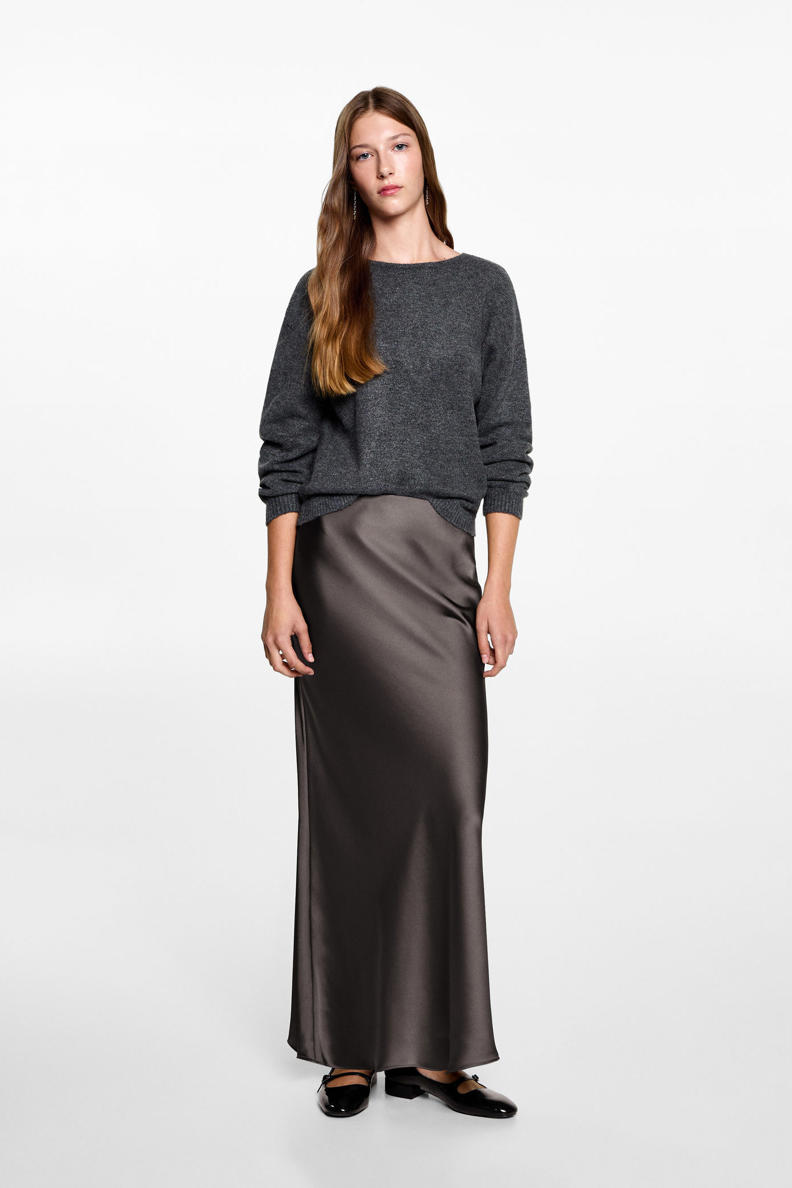 MANGO TEEN satijnen maxi rok grijs | wehkamp