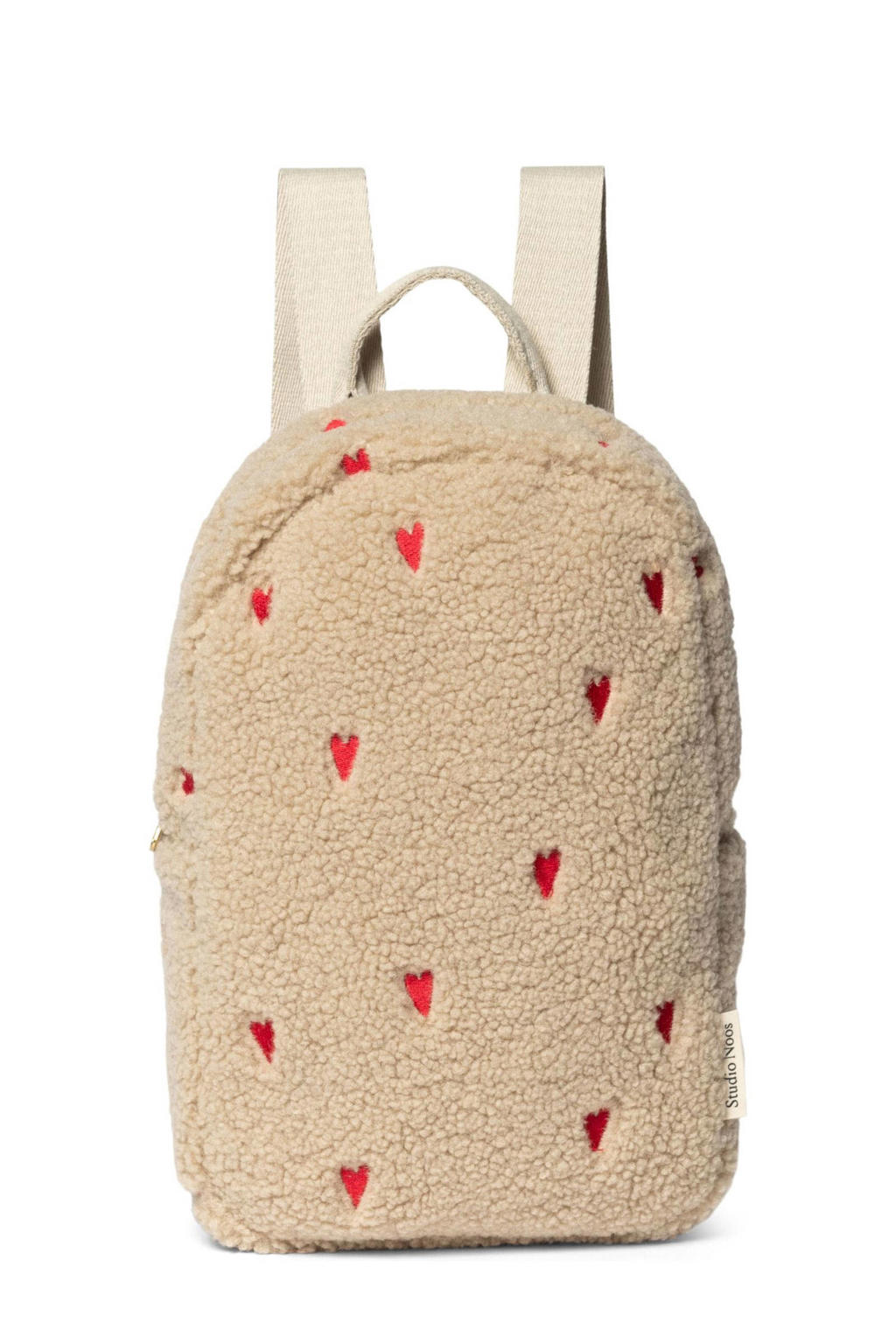 Studio Noos teddy rugzak met hartjes print ecru/rood | wehkamp