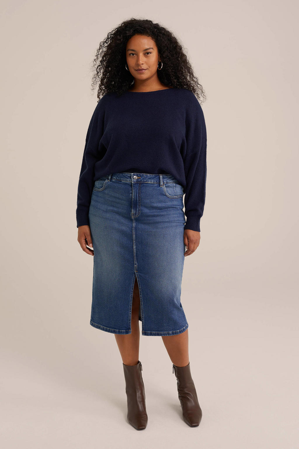 WE Fashion Blue Ridge denim spijkerrok medium blue denim | wehkamp