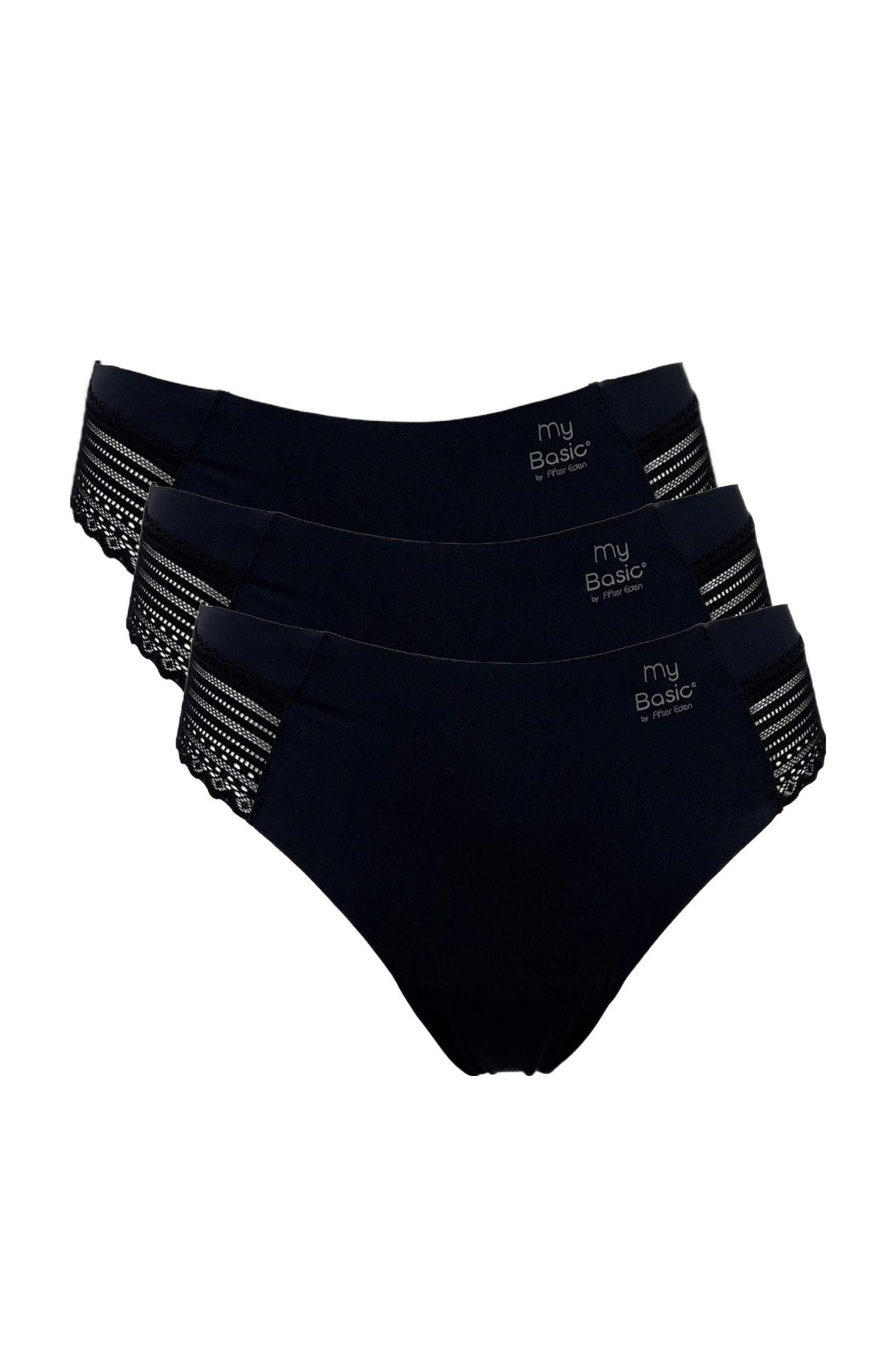 My Basic by After Eden seamless string met kant (set van 3) zwart | wehkamp