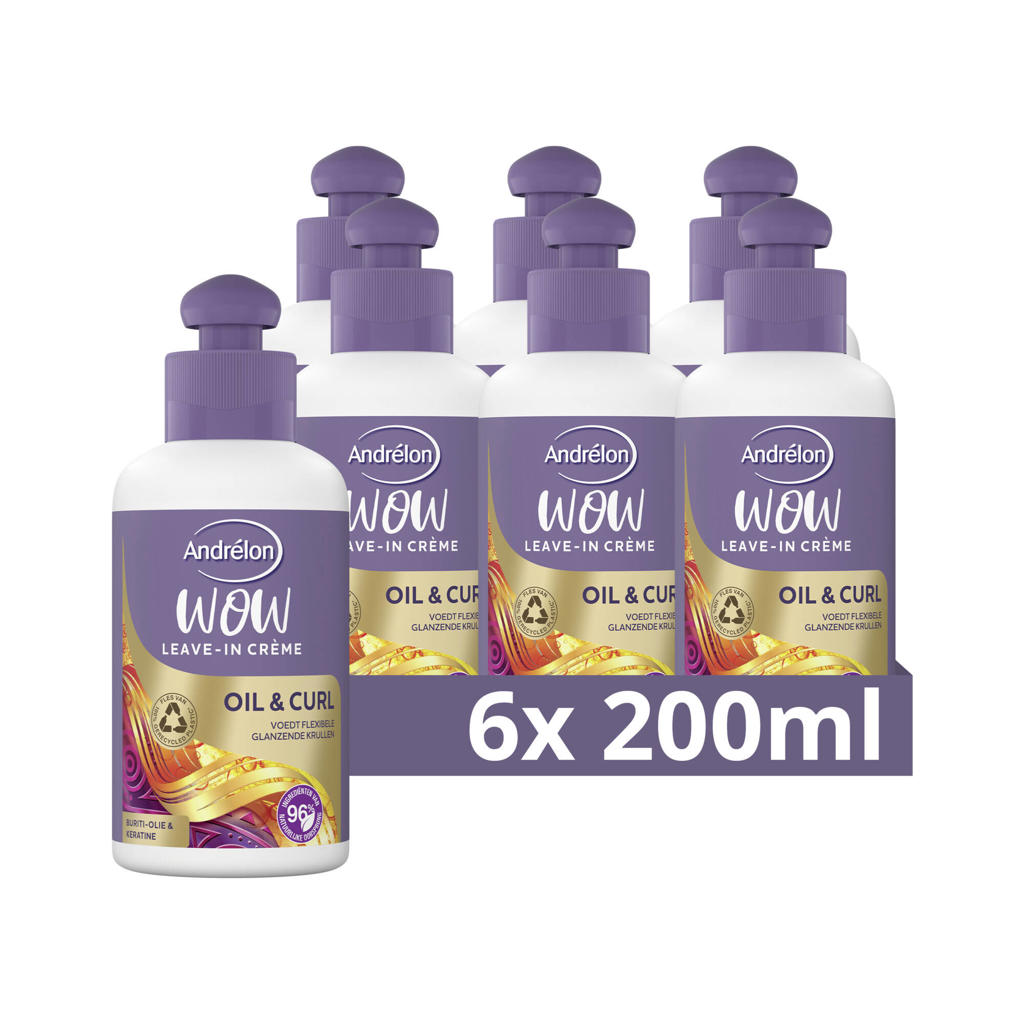 Andrélon Oil & Curl WOW leave-in crème - 6 x 200 ml | wehkamp