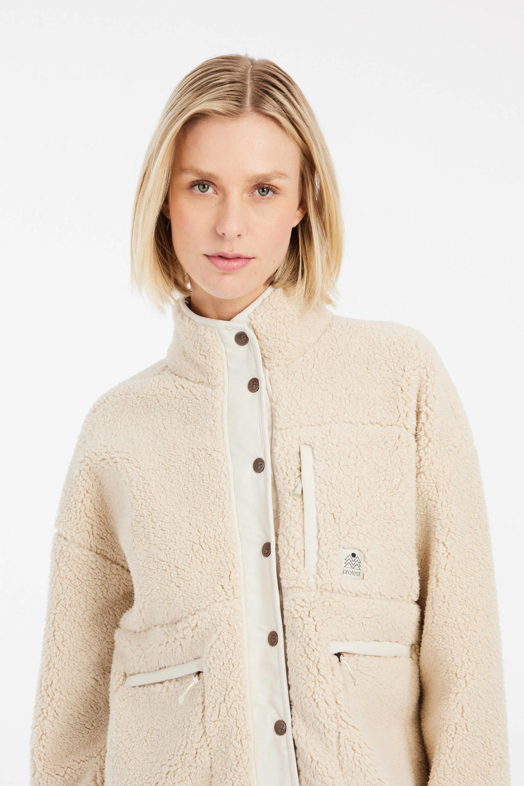 Protest teddy fleece vest Lux ecru | wehkamp