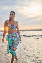 Cyell voorgevormde strapless bandeau bikinitop turquoise/roze | wehkamp