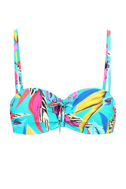 Cyell voorgevormde strapless bandeau bikinitop turquoise/roze | wehkamp