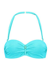 Cyell voorgevormde strapless bandeau bikinitop met lurex turquoise | wehkamp