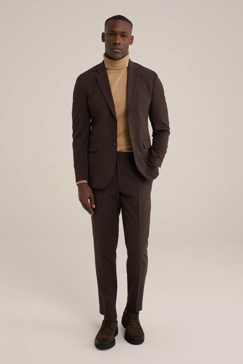 WE Fundamentals slim pantalon donkerbruin | wehkamp