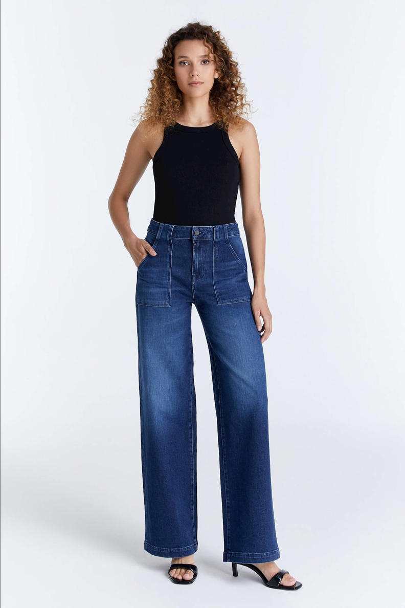 Cup of Joe Denim wide leg jeans Lulu dark blue denim | wehkamp