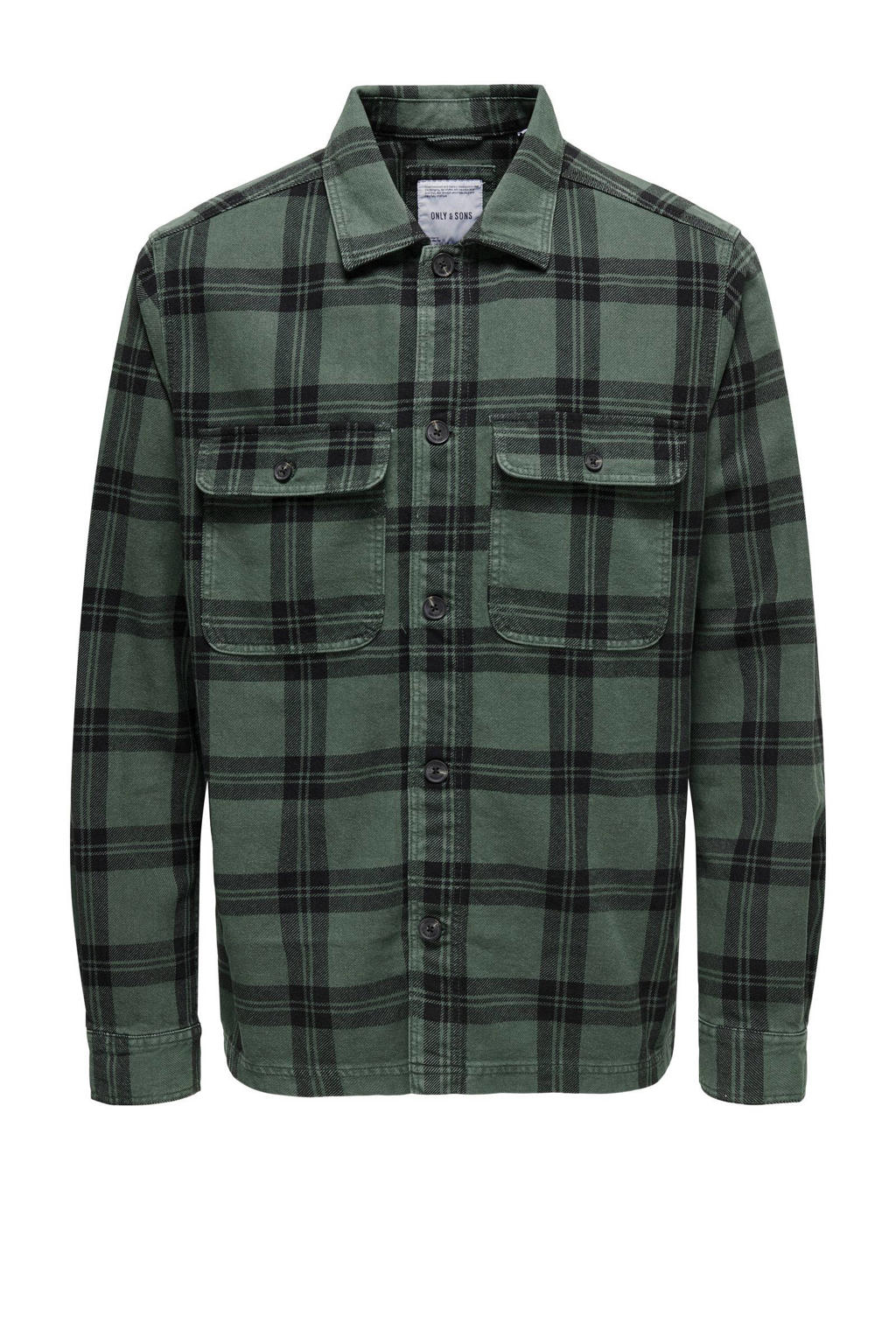 ONLY & SONS geruit overhemd ONSOLIVER groen | wehkamp