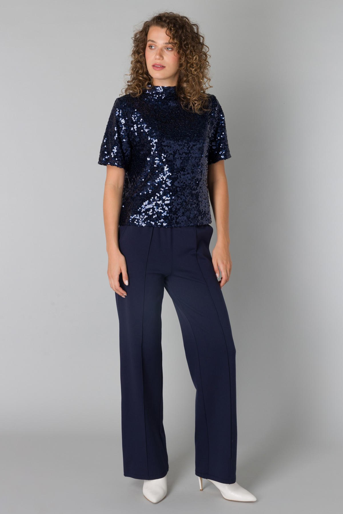 Yest top met pailletten marine | wehkamp