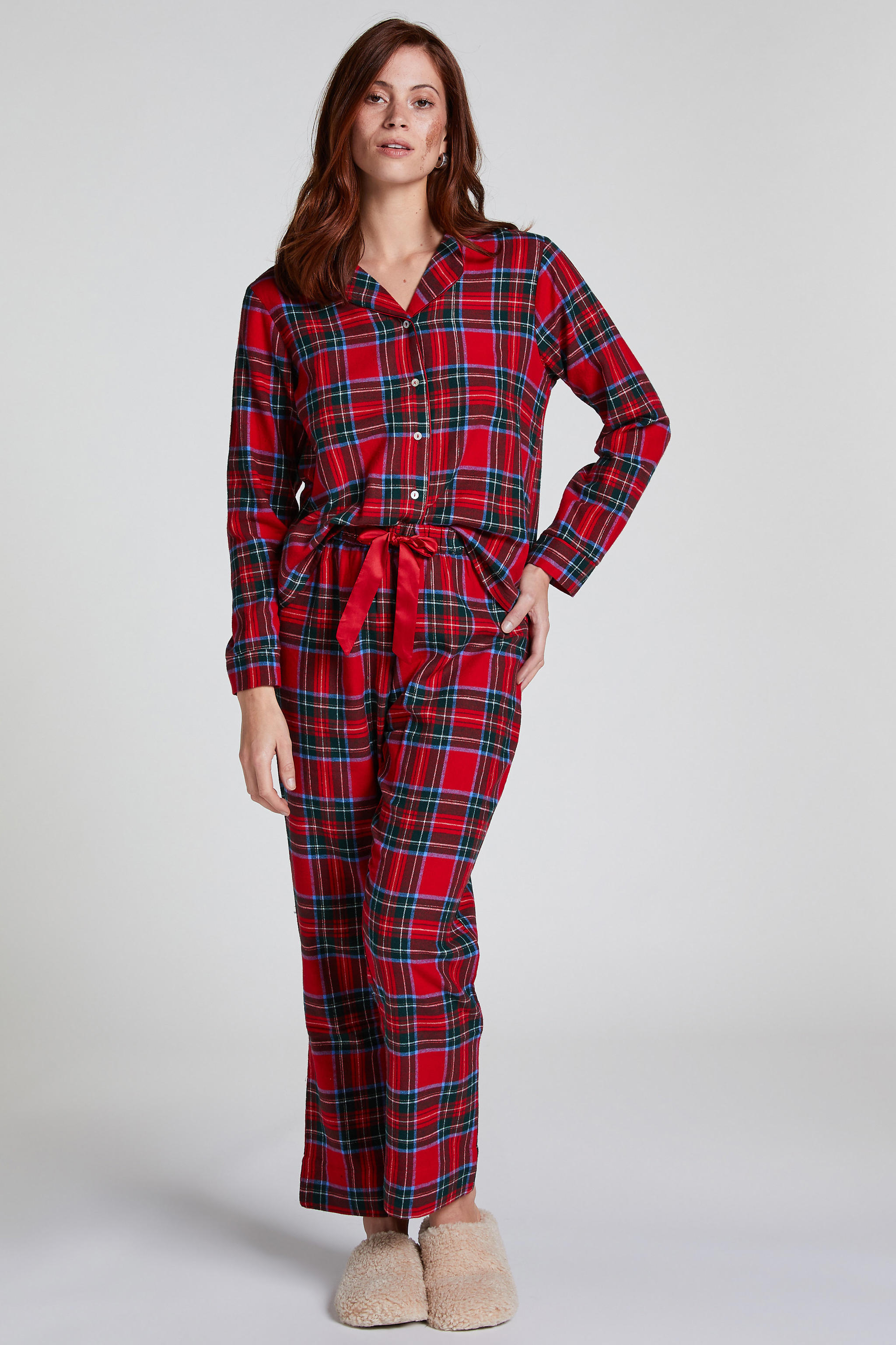 Hunkemöller flanellen pyjama rood | wehkamp