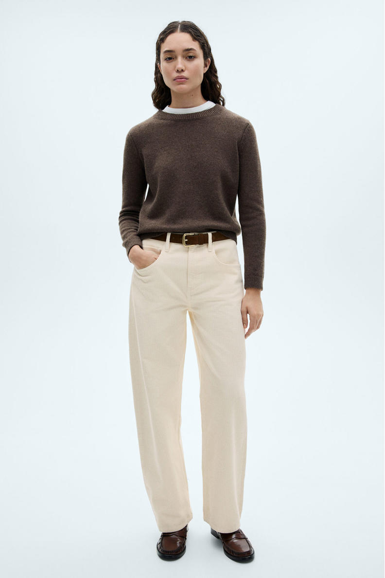 Mango straight regular waist broek ecru | wehkamp